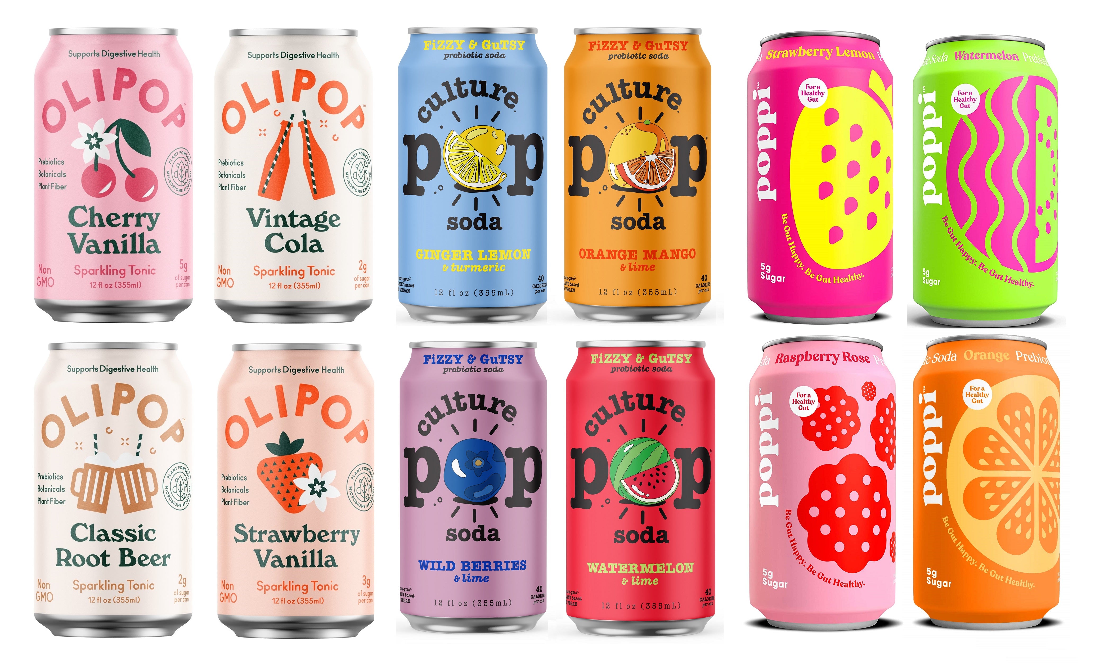 Gut Healthy Probiotic and Prebiotic Soda Variety Pack (Pack of 12) – Oasis Snacks