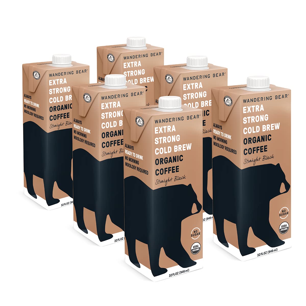 Wandering Bear Cold Brew Coffee, Straight Black, 32oz - Multi-Pack – Oasis Snacks
