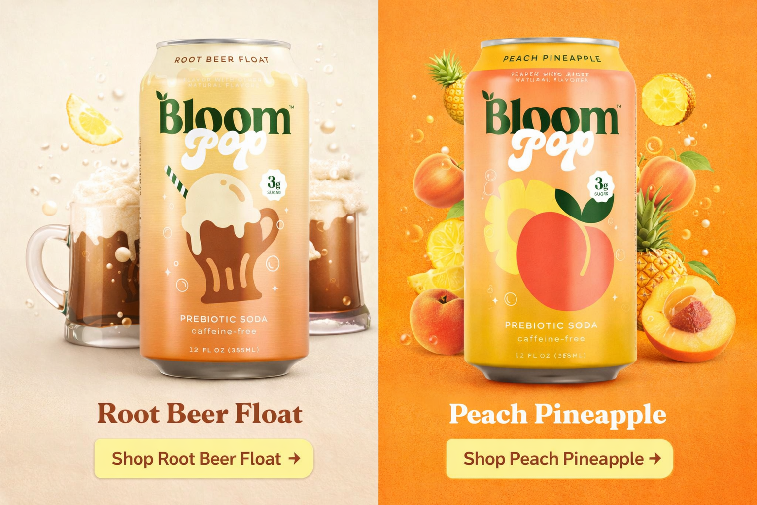 New from BLOOM POP: Root Beer Float & Peach Pineapple – Oasis Snacks