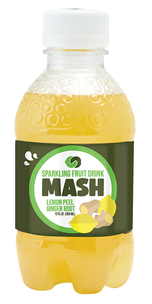Mash Sparkling Fruit Drink, Lemon Peel Ginger Root, 16oz (Pack of 12 ...