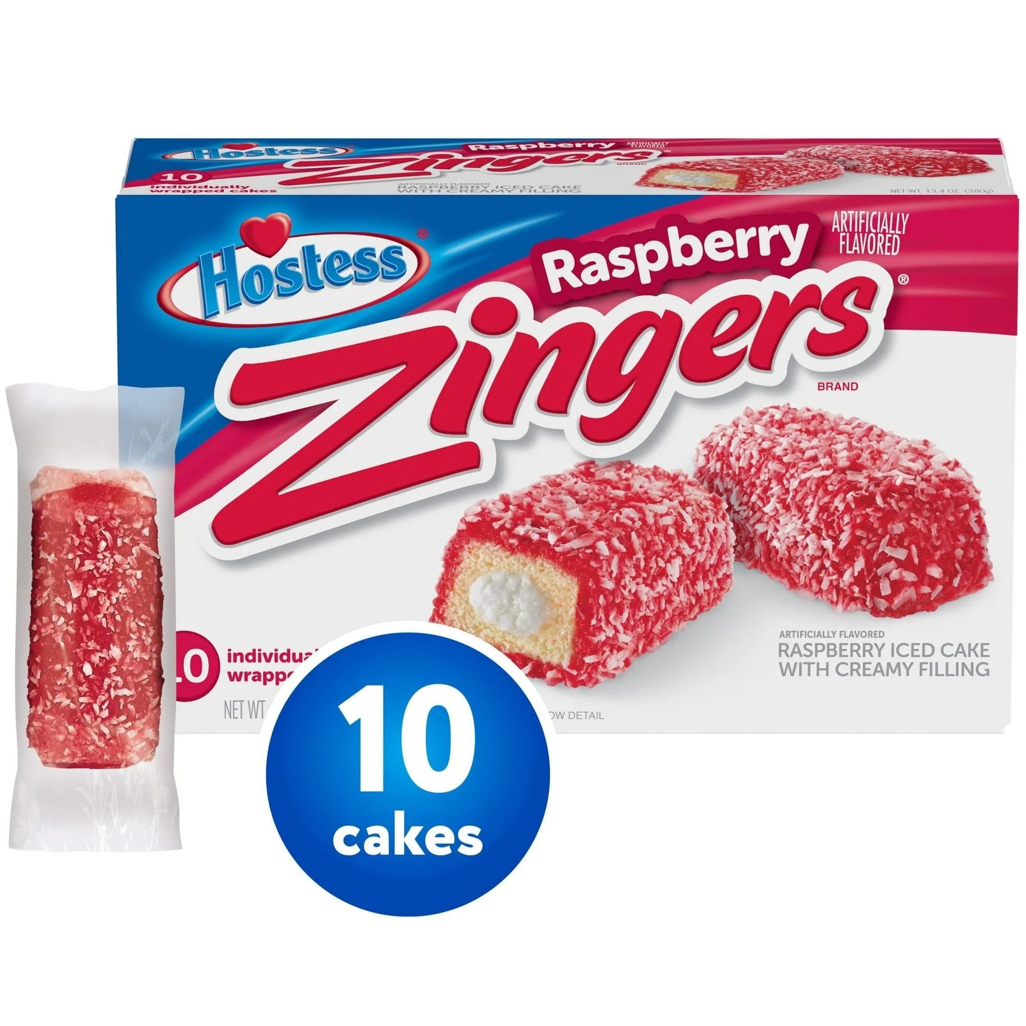 Hostess Raspberry Zingers, 13.4oz, 10 Individually Wrapped Cakes - Mul ...