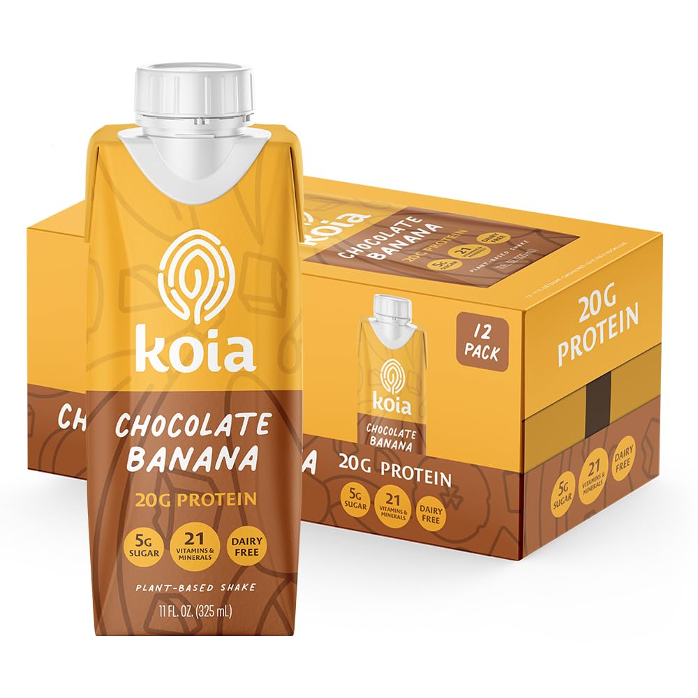 Koia Plant Based 20g Protein Shake, Chocolate Banana, 11oz (Pack of 12 ...