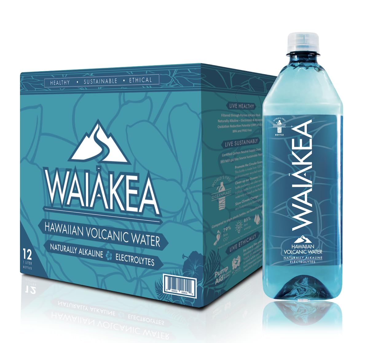Waiakea Hawaiian Volcanic Water, 1 Liter (Pack of 12) – Oasis Snacks