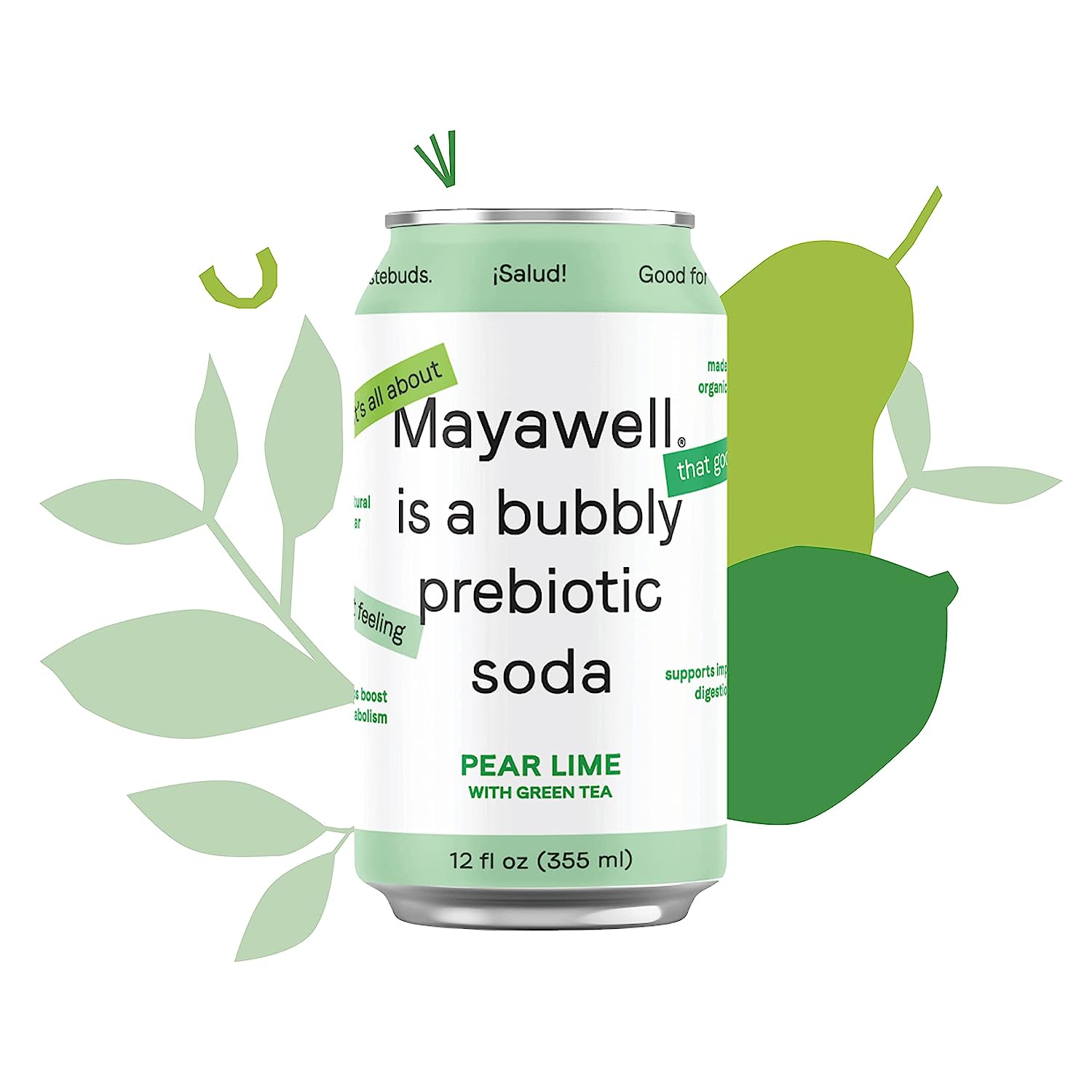Mayawell Prebiotic Soda, Pear Lime, 12oz (Pack of 12) – Oasis Snacks