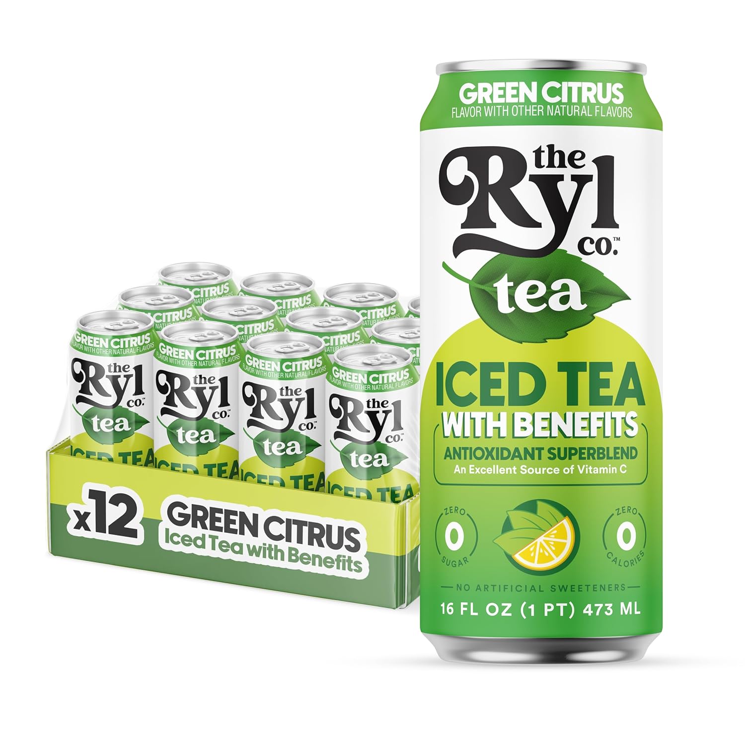 RYL Iced Tea, Green Citrus, 16oz (Pack of 12) – Oasis Snacks