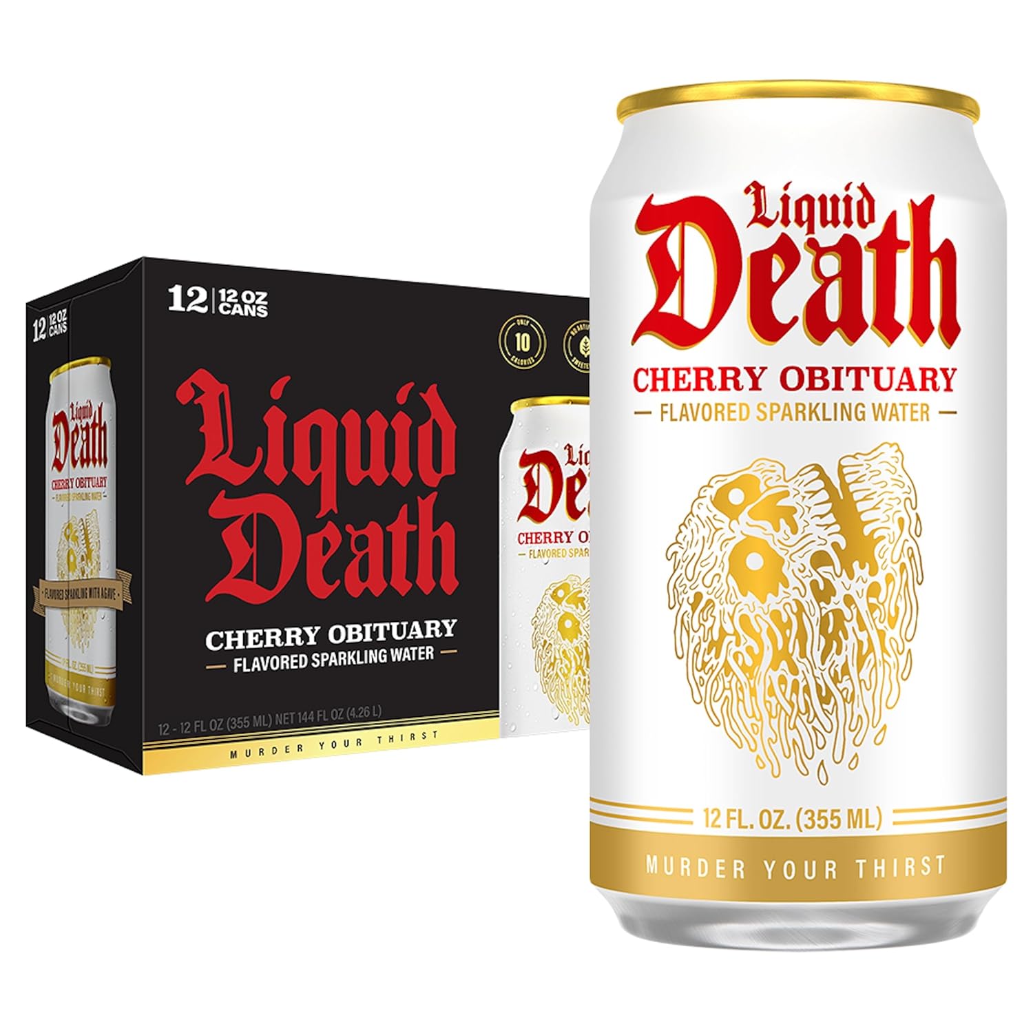 Liquid Death Sparkling Water 12oz CHERRY OBITUARY 12 Pack – Oasis Snacks