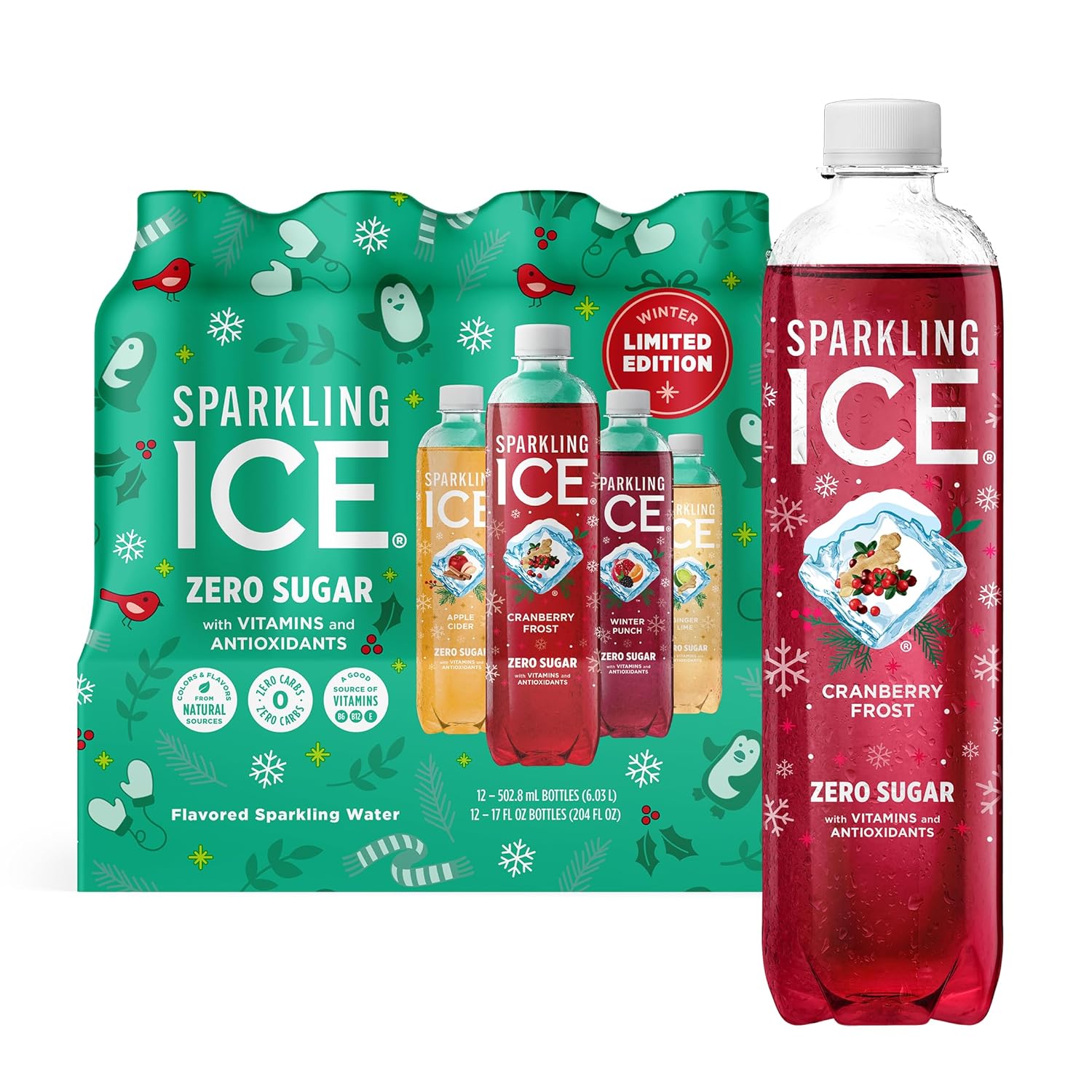 Sparkling Ice Naturally Flavored Sparkling Water, Winter Variety Pack, – Oasis Snacks