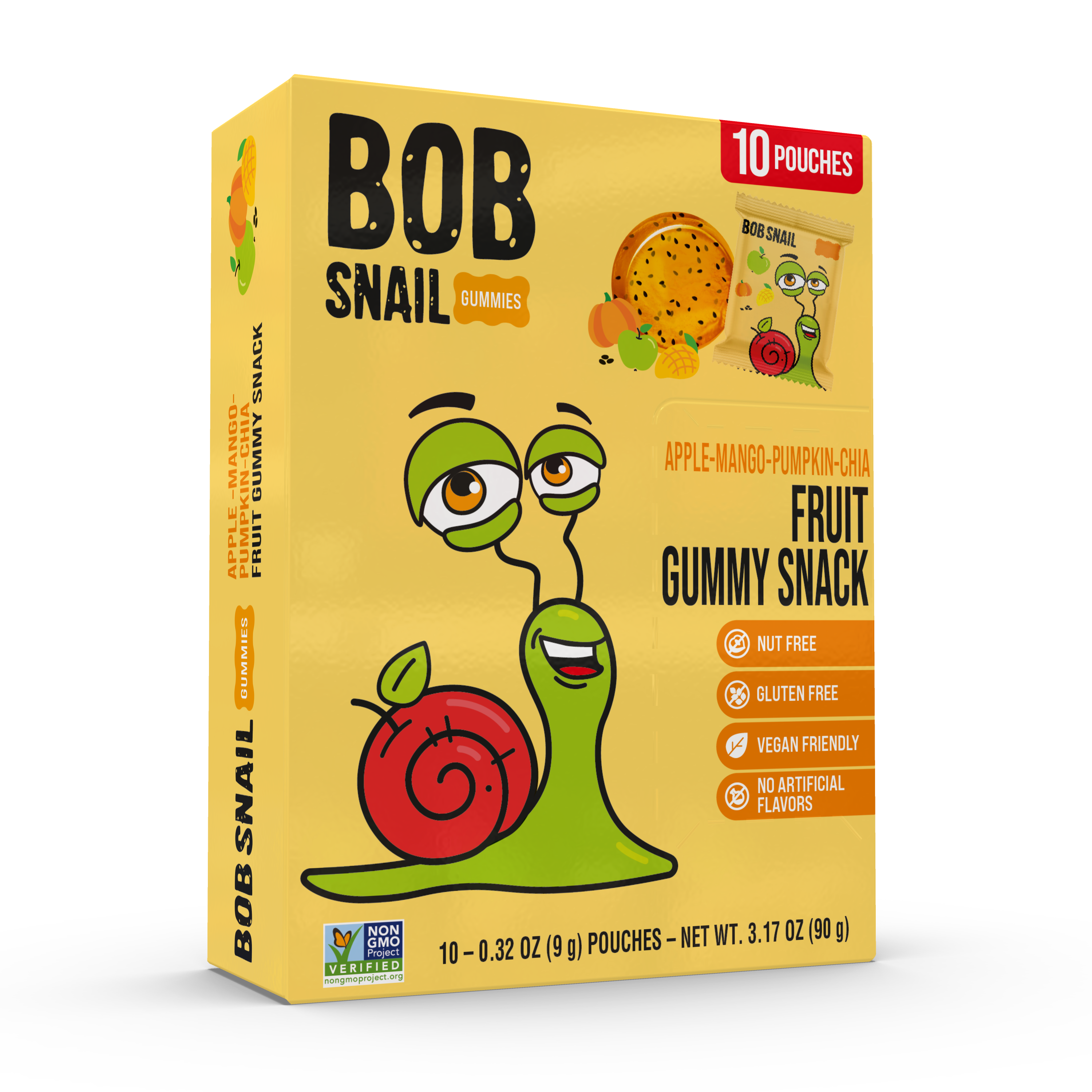 BOB SNAIL Fruit Gummy Snack, Apple Mango Pumpkin Chia, 0.32oz - 10 Pou ...