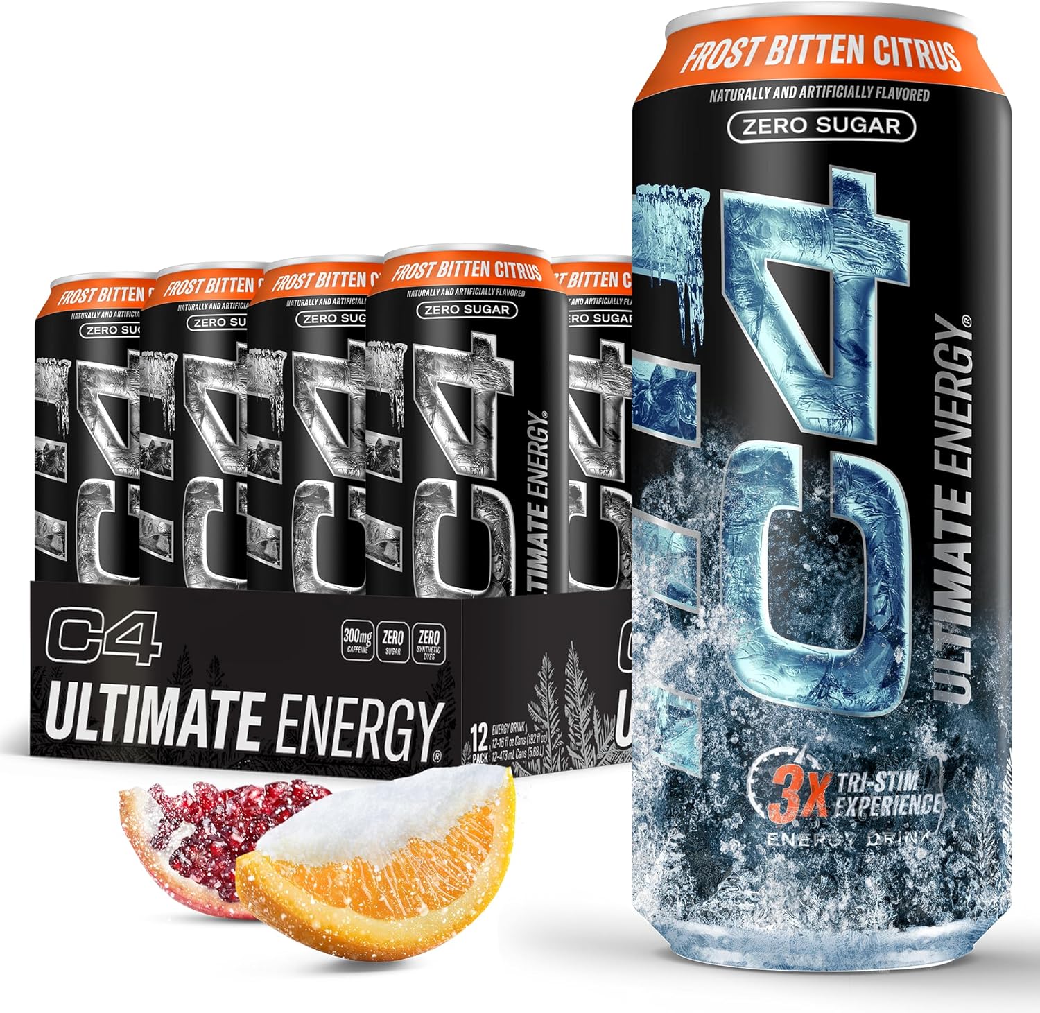 C4 Ultimate Sugar-Free Energy Drink, Frozen Bitten Citrus, 16oz (Pack ...