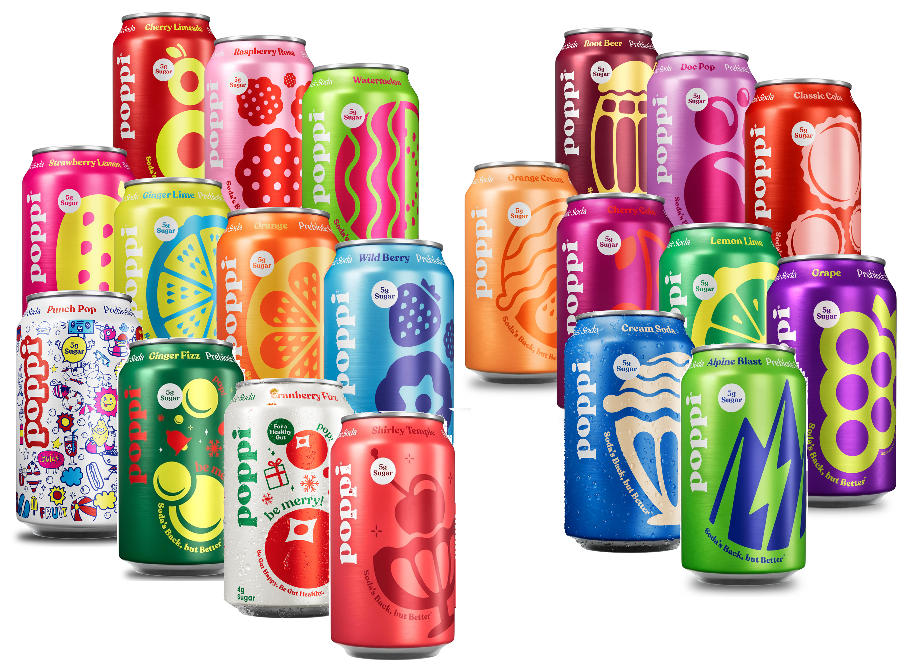Poppi Prebiotic Soda, Complete Flavor Variety Pack, 12oz (Pack of 24 ...