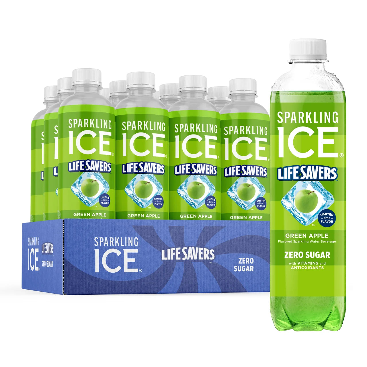 Sparkling Ice Flavored Sparkling Water, LifeSavers Green Apple, 17 oz ...