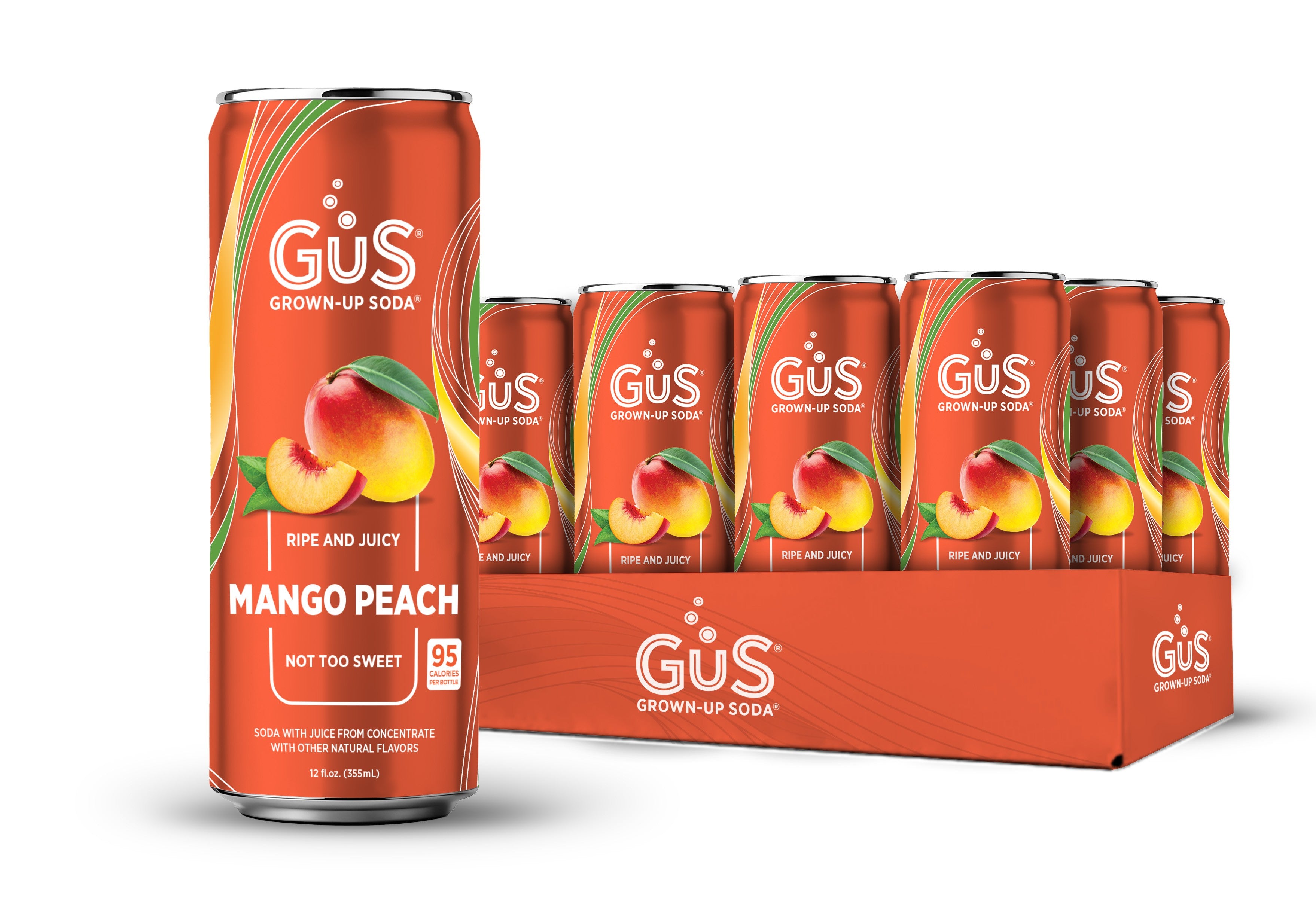 GuS Soda, Mango Peach, 12oz Cans (Pack of 12) – Oasis Snacks