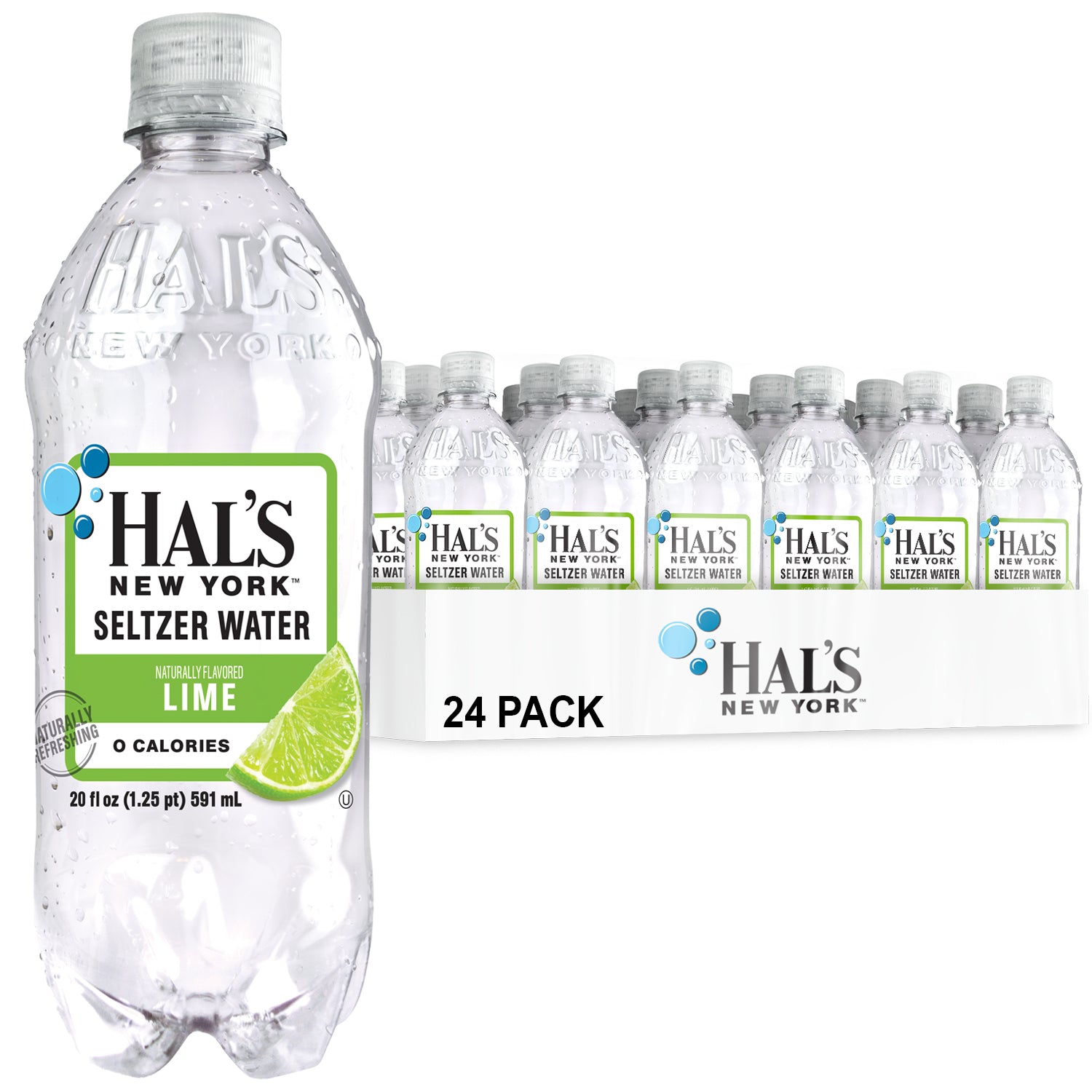 Hal's New York Seltzer Water 20oz, Lime (Pack of 24) – Oasis Snacks