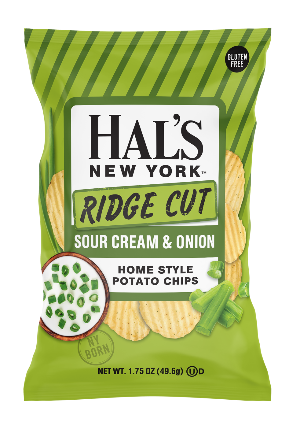 Hal's New York Ridge Cut Potato Chips, Sour Cream & Onion, 1.75oz (Pac ...