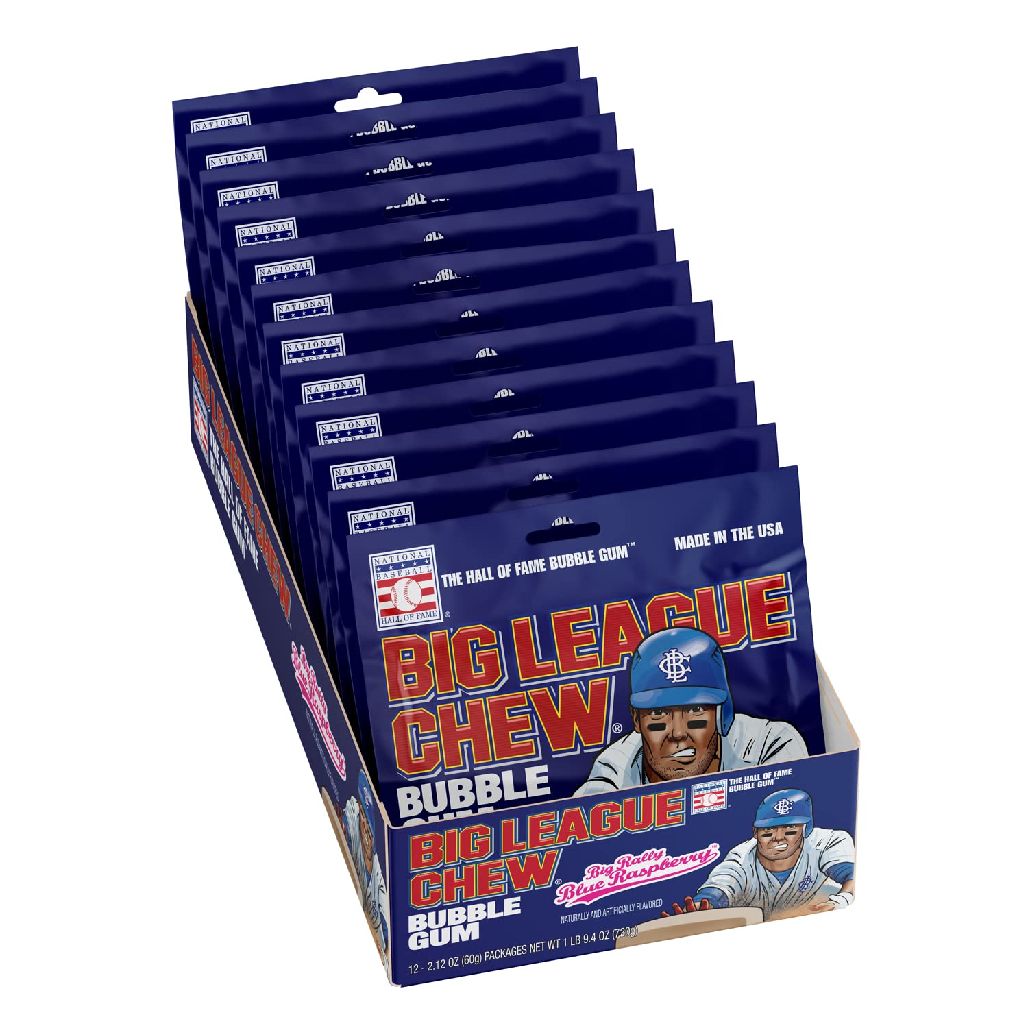 Big League Chew Bubble Gum, Blue Raspberry, 2.12oz (Pack of 12) – Oasis ...