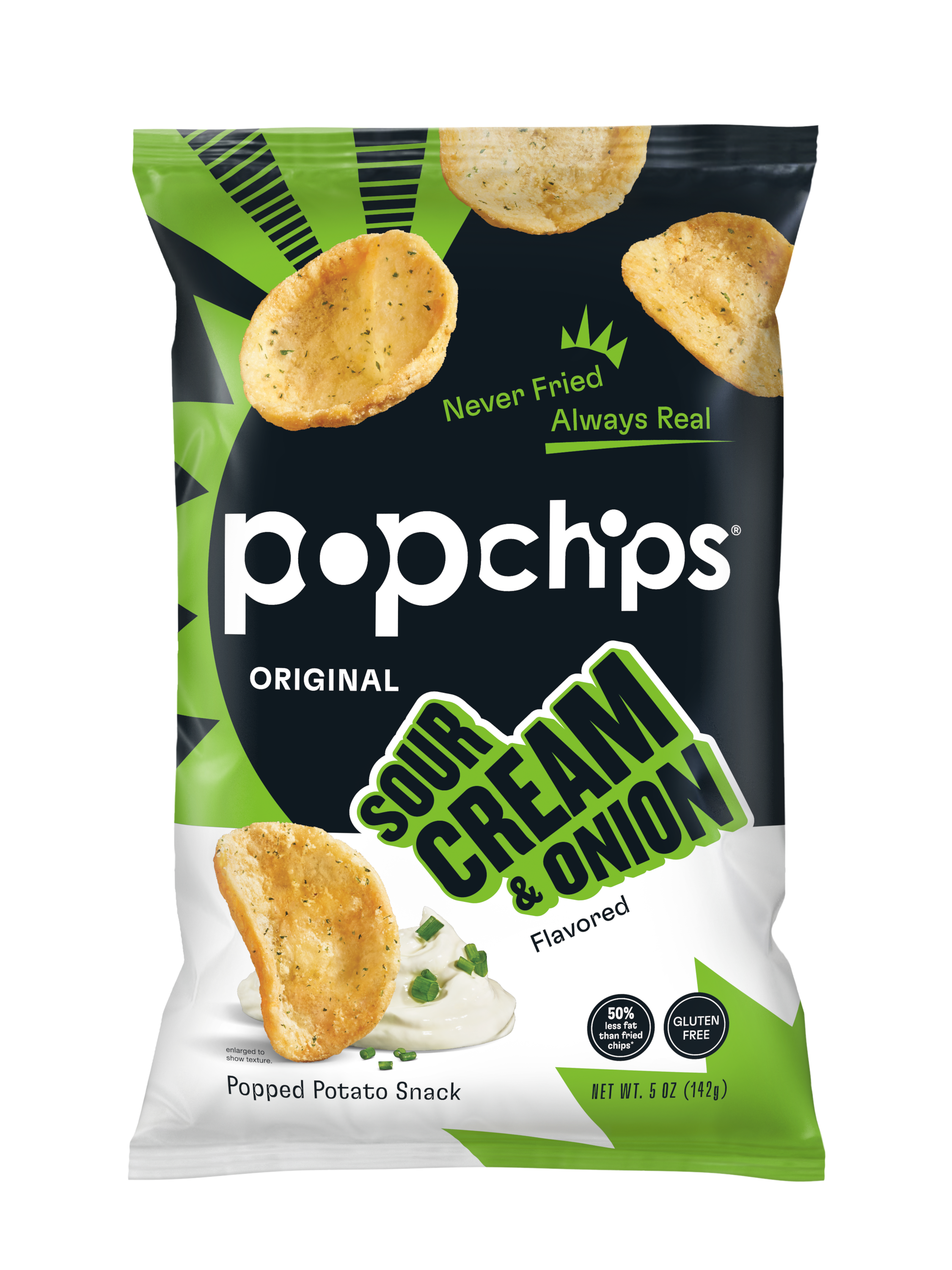 Popchips Popped Potato Chips, Sour Cream & Onion, 5oz (Pack of 12 ...
