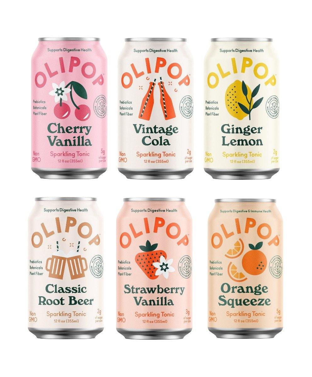 Olipop Sparkling Tonic Prebiotic Drink, 6 Flavor Variety, 12oz (Pack o ...