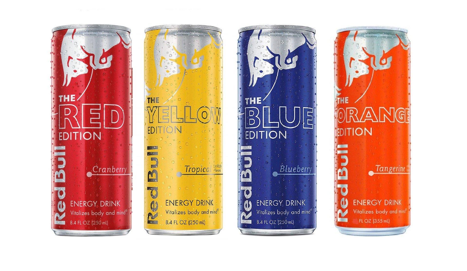 Red Bull Orange, Blue, Red, Yellow Editions Energy Drink Variety Pack ...